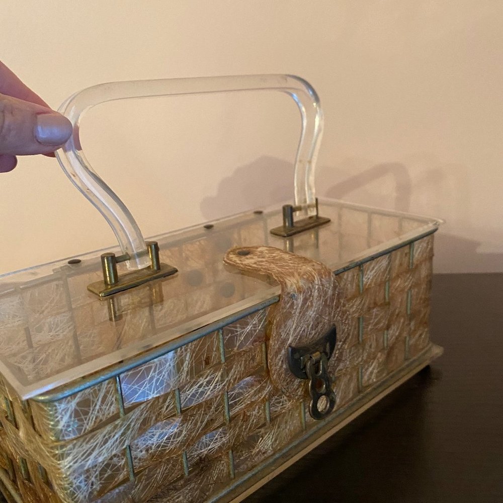 Vintage Lucite Purse Style Of Charles Kahn Of Miami - Gem